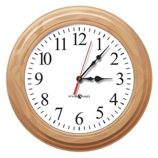 Pyramid 16-1/2" Analog Wireless Synchronized Wall Clock, Oak S9A6AUGBBO ...