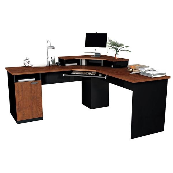 Bestar Hampton Corner Workstation, 70.1" D, 70" W, 35-3/8" H, Tuscany ...