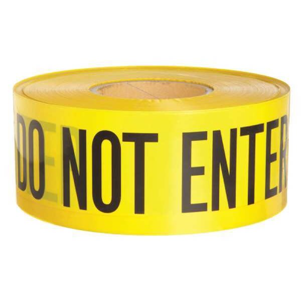 Brady Barricade Tape, Caution Do Not Enter, Yellow, 3 in Wide x 1,000 ft Length, Polyethylene, 3 ...