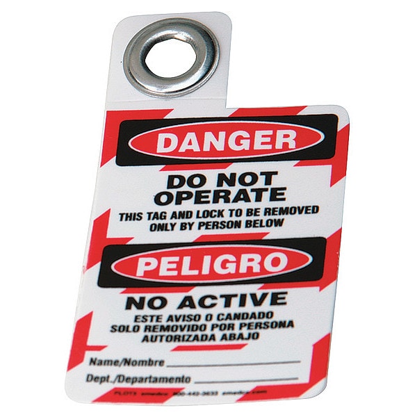 Brady Danger Bilingual Tag, 3 x 2 In, Met, 3/8 In 105724 | Zoro