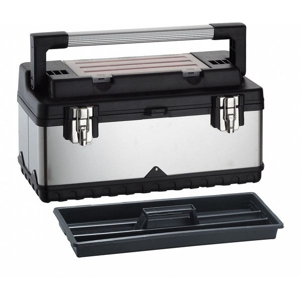 Westward Portable Tool Box, Plastic, Steel, Black, Silver 16W839 | Zoro