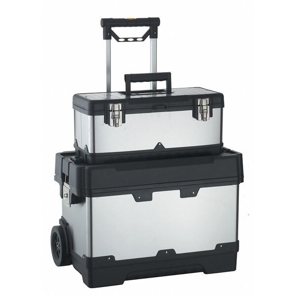 Westward Rolling Tool Box Set, Plastic, Steel, Black, Silver 16W842 | Zoro