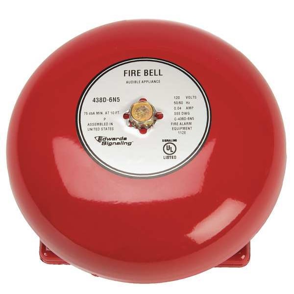 Edwards Signaling Fire Bell, Red, 6 In. 438D-6N5-R | Zoro
