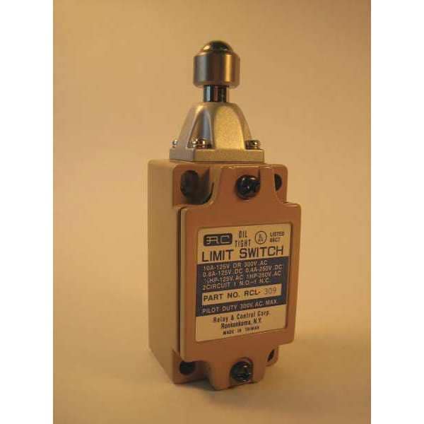 RELAY AND CONTROL CORP. Limit Switch, Plunger, Push Rod, 1NC/1NO, 10A @125V AC (RCL-309) | Zoro