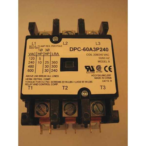 Relay And Control 240VAC Definite Purpose Contactor 3P 60A DPC-60A3P240 ...