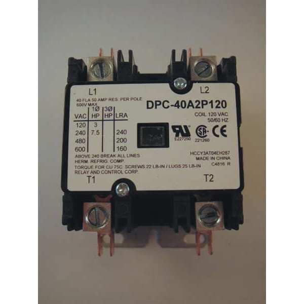 Relay And Control 120VAC Definite Purpose Contactor 2P 40A, Number of ...