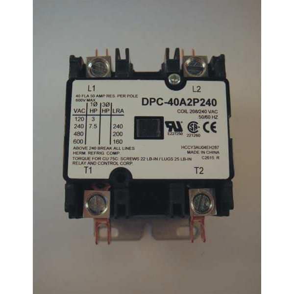 Relay And Control 240VAC Definite Purpose Contactor 2P 40A DPC-40A2P240 ...