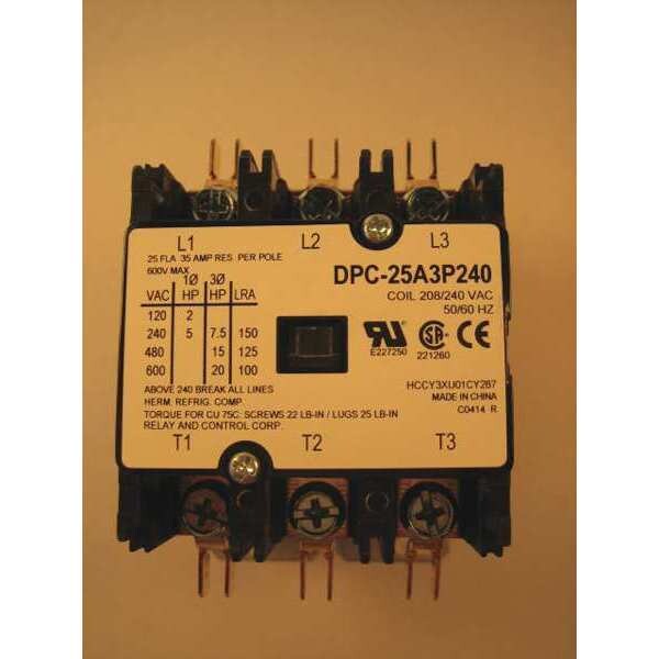 Relay And Control 240VAC Definite Purpose Contactor 3P 25A DPC-25A3P240 ...