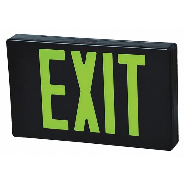 Fulham LED Emergency Exit Sign, Black, Green FHEX21BGEMSD | Zoro