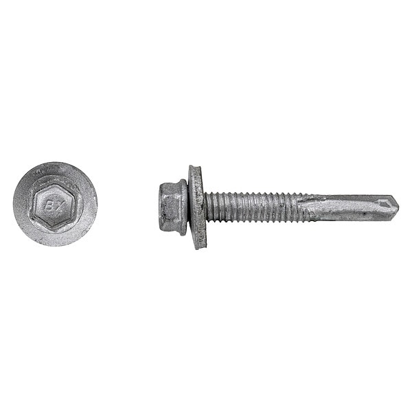 Itw Self-Drilling Screw, #12 x 1-1/4 in, Climaseal Steel Flange Hex ...