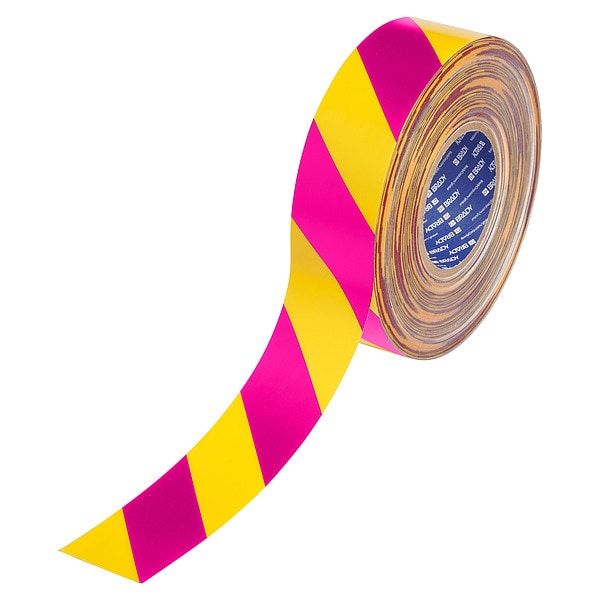 Brady Floor Marking Tape, Pink/Ylw, 4"W, 100ft 177076 | Zoro