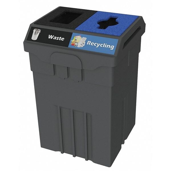 Cleanriver 51 gal. Recycling Station, Black, LDPE/HDPE, 2 Openings ...