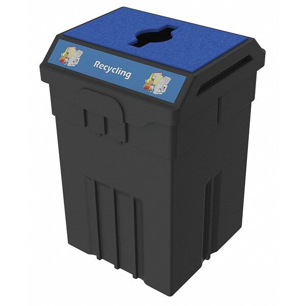Cleanriver 51 gal. Stationary Recycling Container, Black, LDPE/HDPE, 1 ...