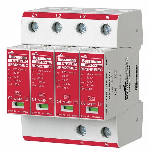 Eaton Bussmann Surge Protection Device, 3 Phase, 230/400VAC, 4 Poles, 5 ...
