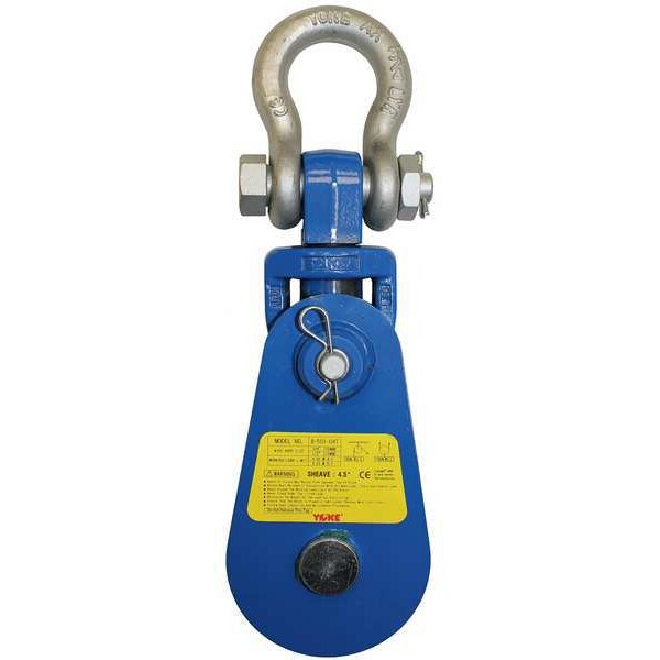 Yoke Snatch Block, Wire Rope, 1/2 in Max Cable Size, 8,000 lb Max Load ...