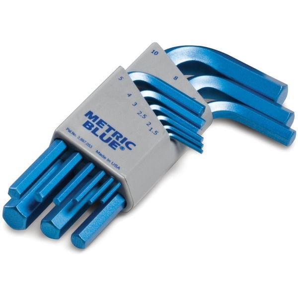 Metric Blue 9 Piece Metric L-Shape Hex Key Set, UST195587 UST195587 | Zoro