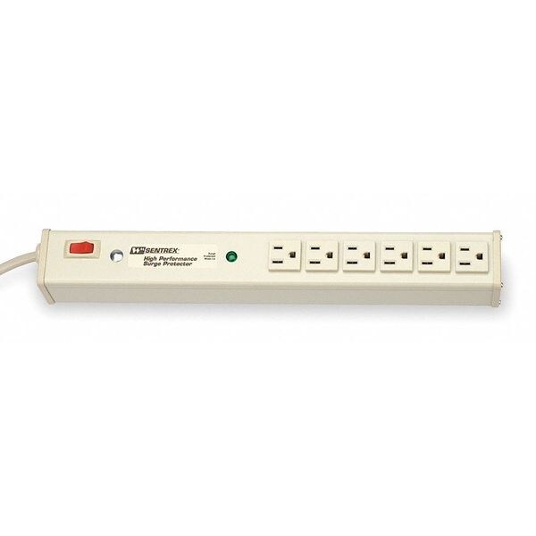 Sentrex Surge Protector Strip, 6 Outlet, White RS610 | Zoro
