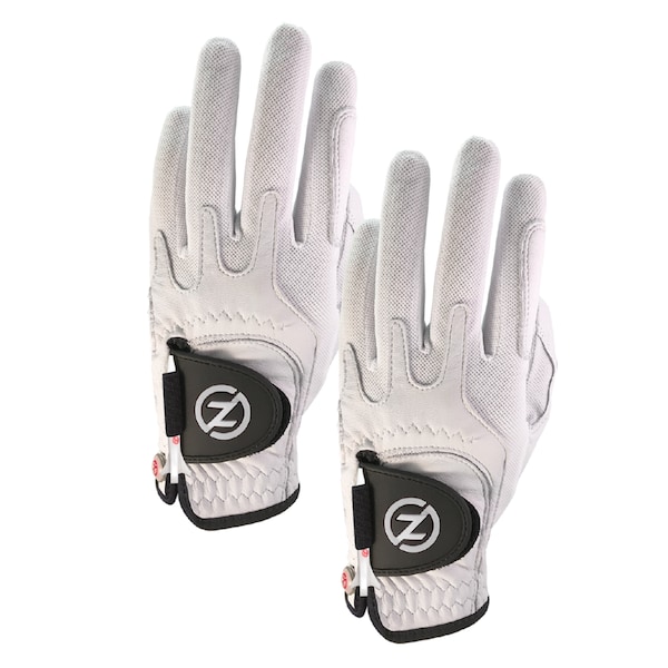 Zero Friction Men's Cabretta Elite Golf Glove, White & White, PK2 ...