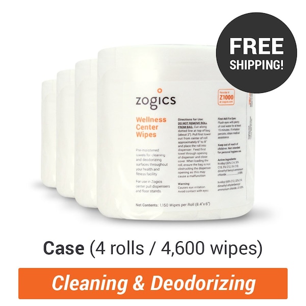 Zogics Wellness Center Wipes, 4PK Z1000-4 | Zoro