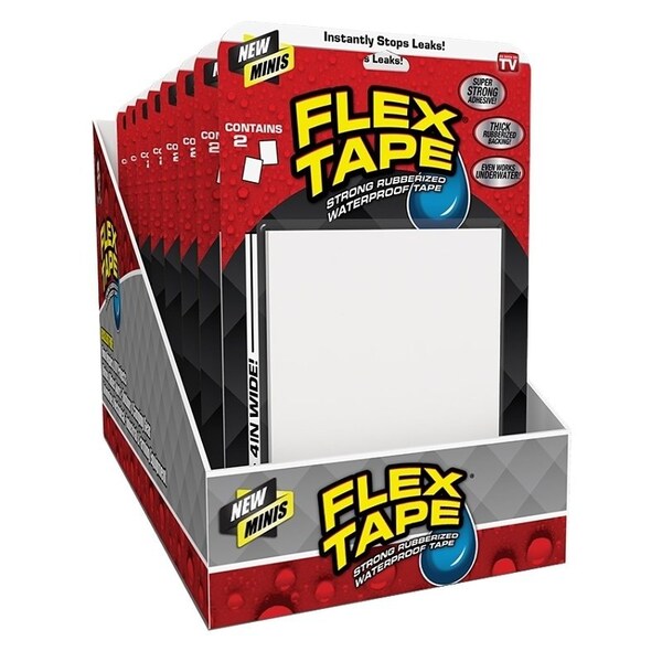 Flex Tape Mini Duct Tape, 4 in L, 3 in W, Plastic Backing, White ...
