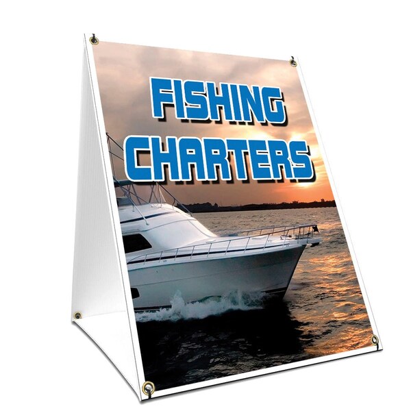 Signmission Fishing Charters, 36 Inch x 24 Inch A-frame Yard Sign ...
