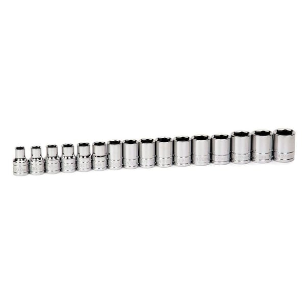 WILLIAMS 1/2" Socket Set,1/2"D,6Pt,16pcs. Metric, High Polished Chrome ...