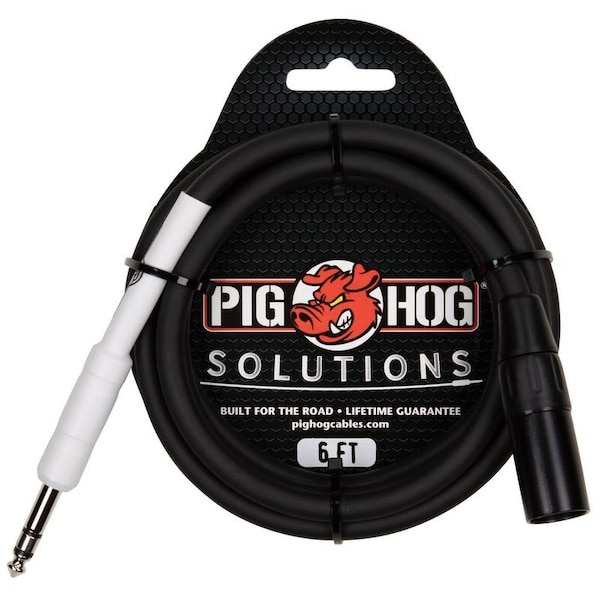 Pig Hog XLR male to 1/4-in TRS, 6-Feet PX4T6 | Zoro