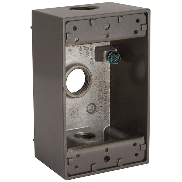 Hubbell Weatherproof Box, 3-Outlet, 1-Gang, Aluminum, Bronze, Powder ...