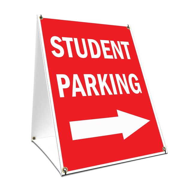 Signmission Student Parking With Arrow, 24 Inch x 18 Inch A-frame Yard ...