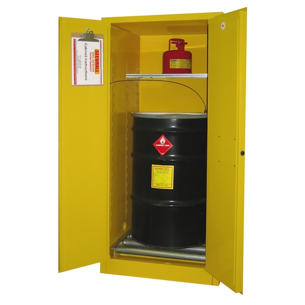 Securall Hazardous Waste Drum Storage Cabinet, 60 Gallon, 1 Shelves, 31 ...