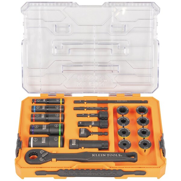 Klein Tools KNECT Impact Pass Through and Deep-Well Flip Socket Set, 20 ...