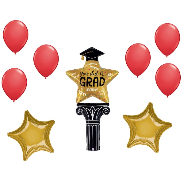 Loonballoon Graduation Grad Theme Balloon Set, 5.5 Foot Grad Star ...