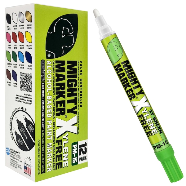 Mighty Marker PM-15 Paint Marker, Eco-Friendly, 10ml Alcohol Based Paint, Lt.Green Color Family ...