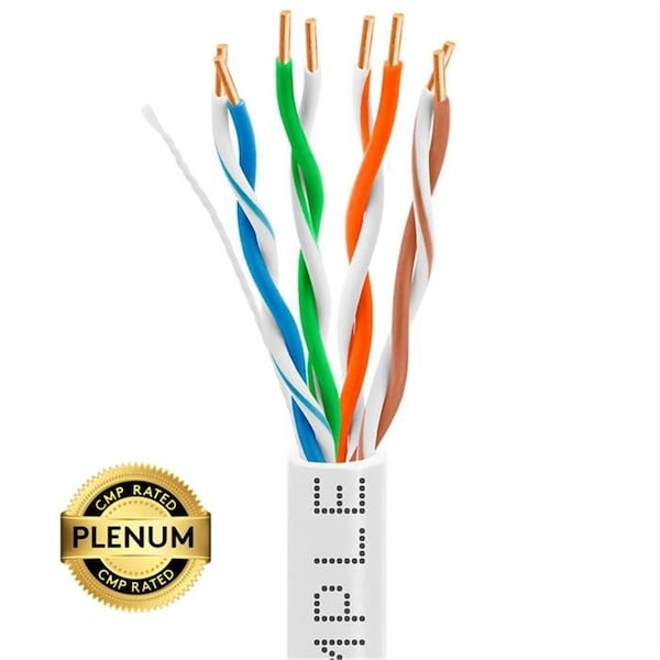 Cmple Cat5e Plenum Bulk Ethernet Cable 24AWG Bare Copper, 350MHz - 1000 ...