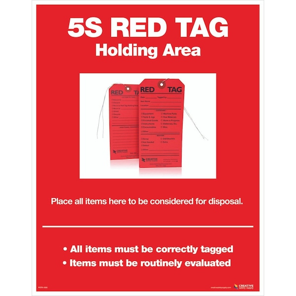 Creative Safety Supply 5S Red Tag Area Poster 22in x 28in, +Poster ...