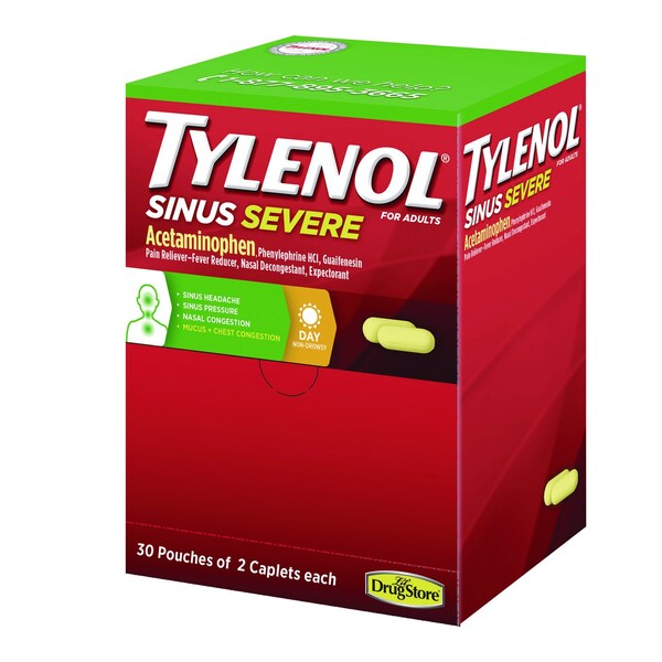 Tylenol Sinus Severe Acetaminophen Daytime Pain Reliever Caplet, 2 ...