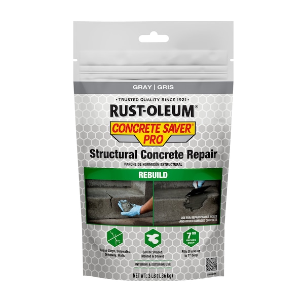 Rust-Oleum Concrete Repair Compound, 3 lb, Gray 392532 | Zoro