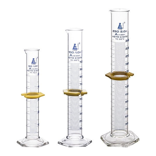 Eisco Scientific Graduated Cylinder Set, Hexagonal, Glass CH196048 | Zoro