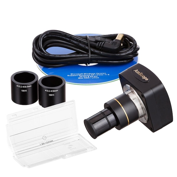 Amscope 5MP USB 2.0 High-speed Color CMOS C-Mount Microscope Camera w ...