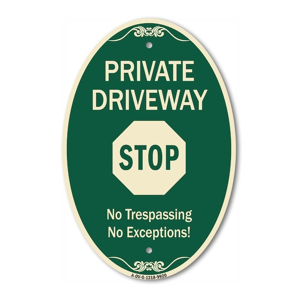 Signmission Private Driveway Stop Green & Tan, 12 Inch X 18 Inch ...