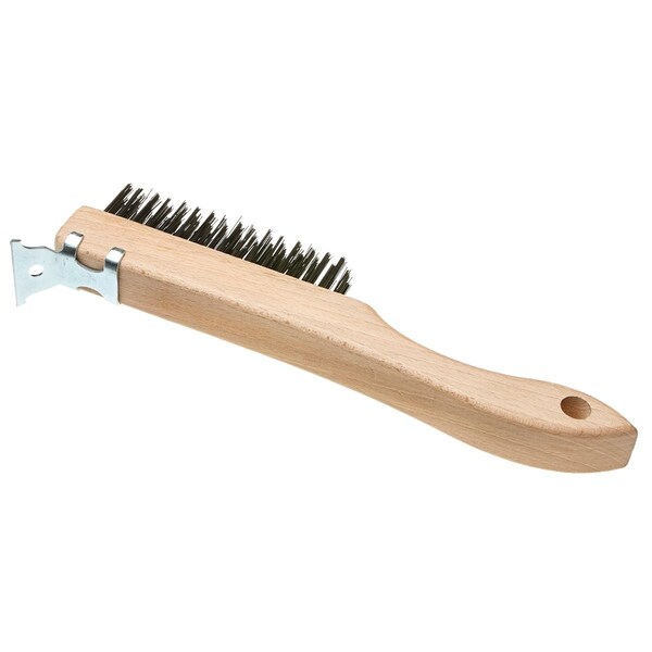 Best Look Wood Shoe Handle Wire Brush with Metal Scraper WBS416-DIB | Zoro