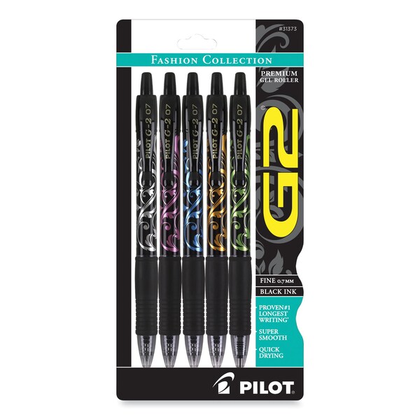 Pilot G2 Fashion Premium Gel Pen, Retractable, Fine 0.7 Mm, Black Ink ...
