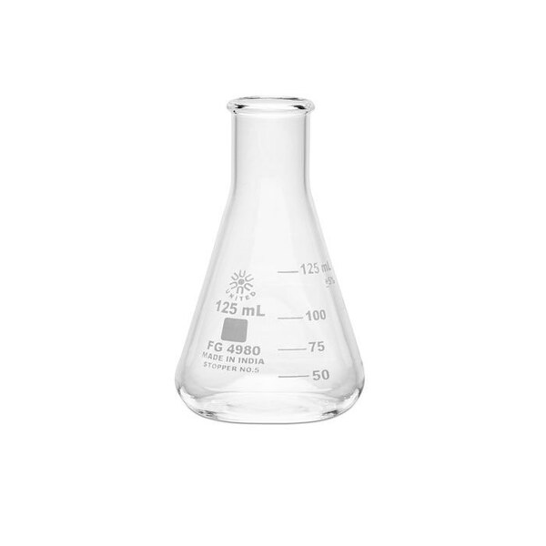 Zoro Select Erlenmeyer Flask, 125 mL, Conical, PK12 FG4980-125 | Zoro