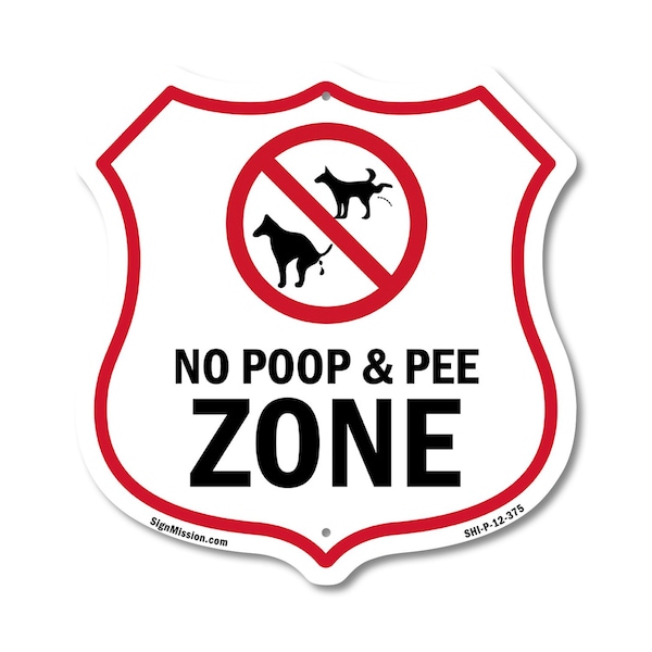 Signmission Dog Poop Shield Sign No Poop & Pee Zone, 12 Inch X 12 Inch ...