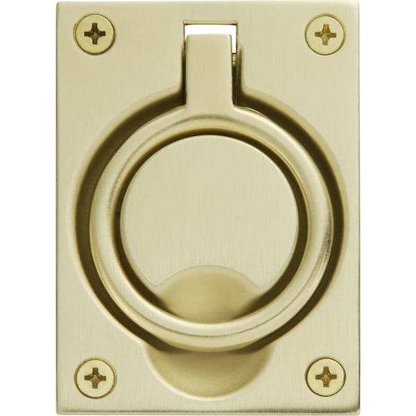 Baldwin Estate Lifetime Satin Brass Flush Ring Pull 0395.044 | Zoro