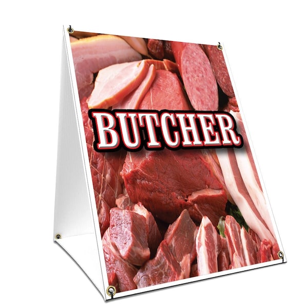 Signmission Butcher, 24 Inch x 18 Inch A-frame Yard Sign, Plastic Sign ...