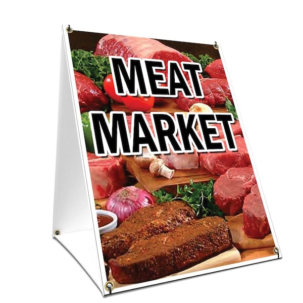 Signmission Meat Market, 24 Inch x 18 Inch A-frame Yard Sign, Plastic ...