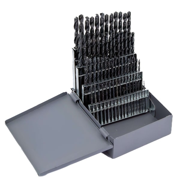 Drill America 60 Piece HSS Black Oxide Jobber Length Drill Bit Set, DWDN, No 1 - No 60 DWD60J ...