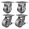 Hyw Products Heavy Duty Caster Set 4in Steel Wheels, 2 Rigid & 2 Swivel ...