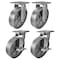 Hyw Products Heavy Duty Caster Set 8in Steel Wheels, 2 Rigid & 2 Swivel ...